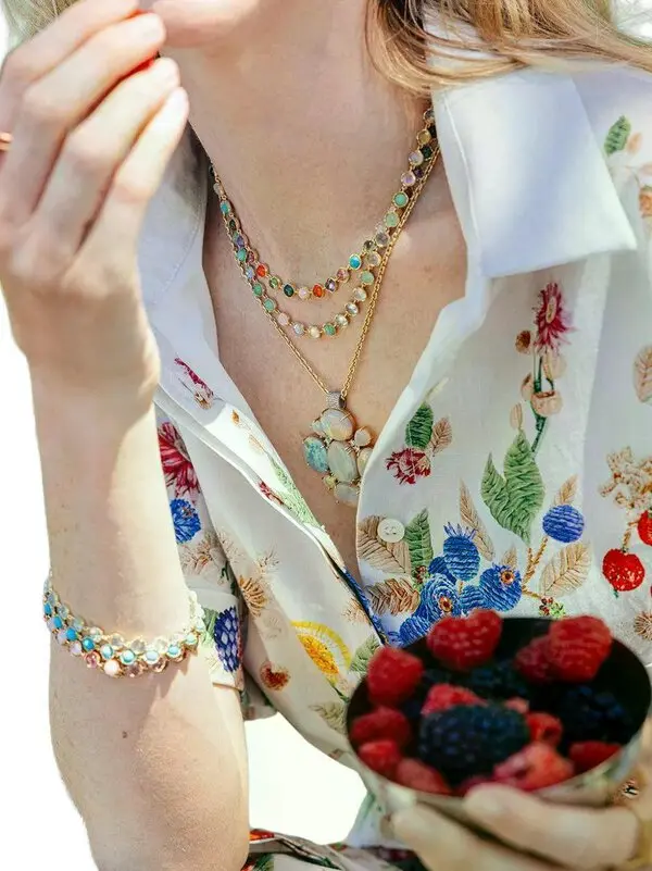 Irene Neuwirth Multi-stone Bezel Set Necklace In 18k Yellow