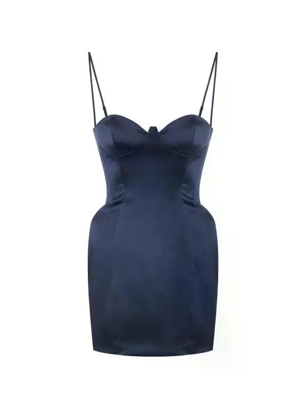 Elisabetta Franchi Mini Dress In Gazar Fabric - Blue