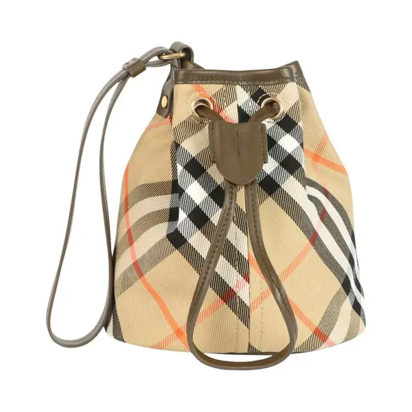 Burberry Check Drawstring Pouch 'sand