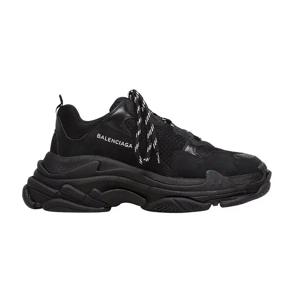 Balenciaga Triple S Distressed Sneakers - Black