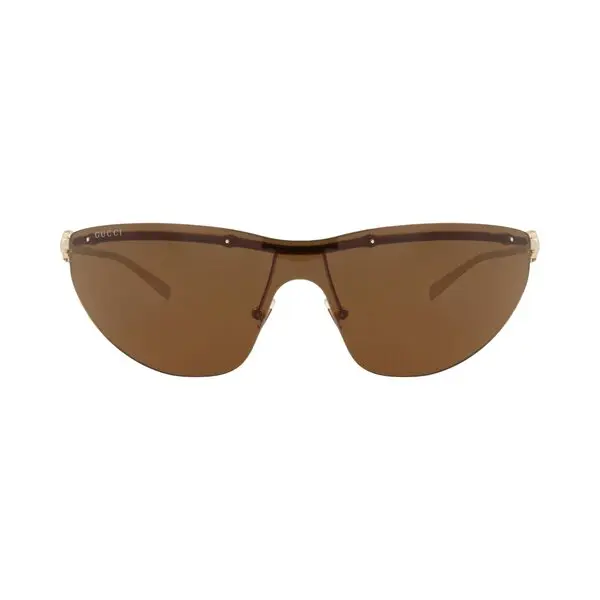 Gucci Shield-frame Metal Sunglasses /brown