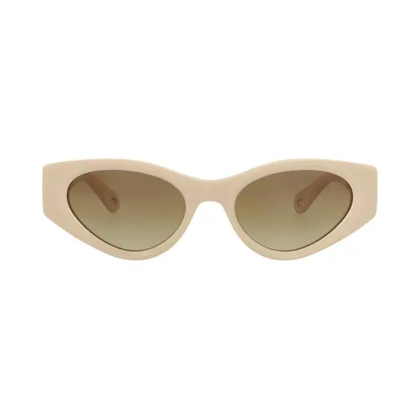 Chloé Cat Eye-frame Recycled Acetate Sunglasses 'ivory/brown - Cream