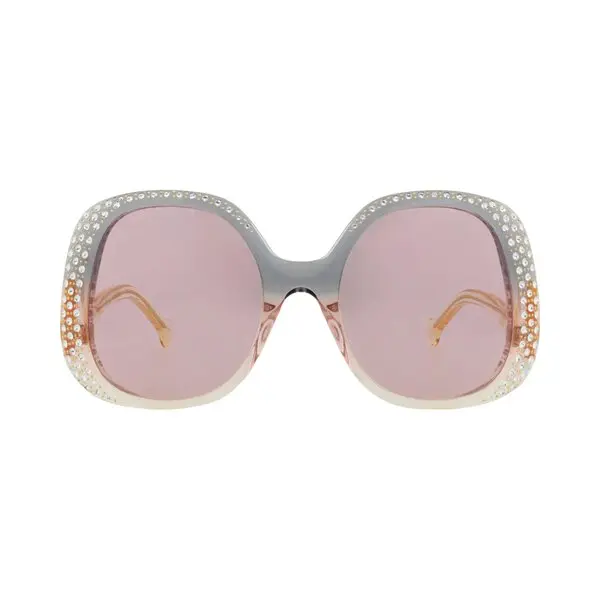 Gucci Round-frame Embellished Acetate Sunglasses - Grey