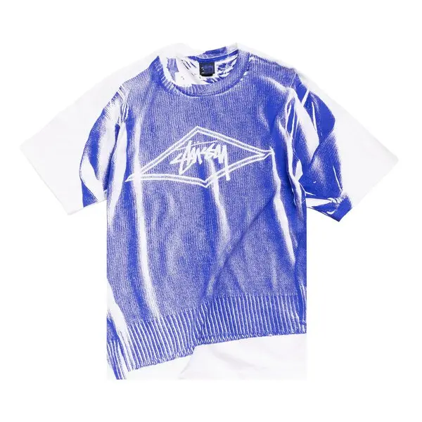 StÜssy Graphic Print Knit Sweater Tee - White