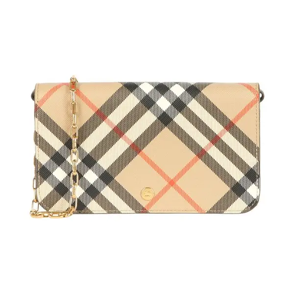 Burberry Large Check Chain Strap Wallet 'sand