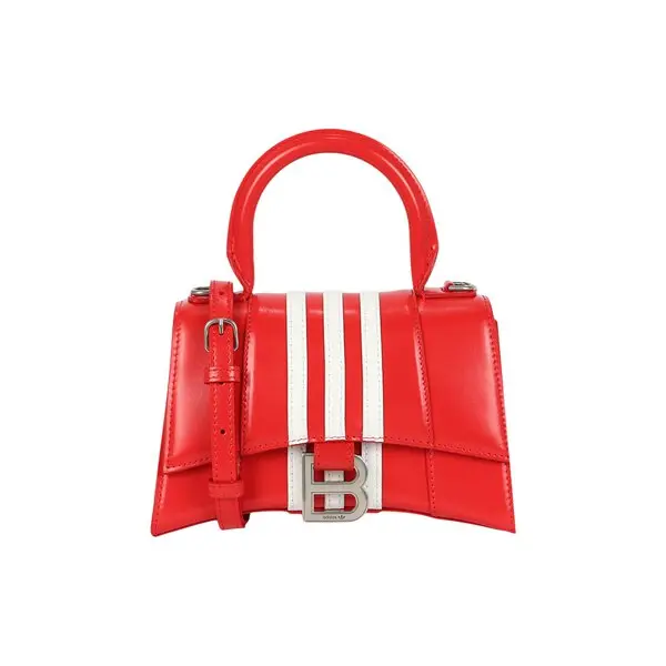 Balenciaga X Adidas Hourglass Striped Shoulder Bag /white - Red