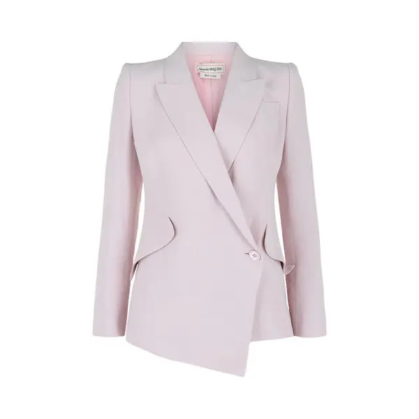 Alexander McQueen Asymmetric Double Breasted Blazer 'porcelain - Pink