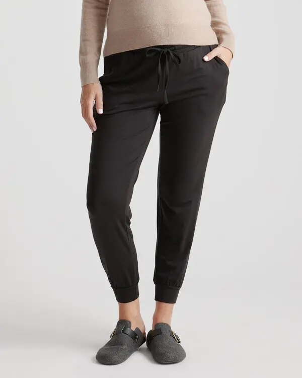 Quince Tencel Jersey Maternity Under Belly Lounge Joggers - Black