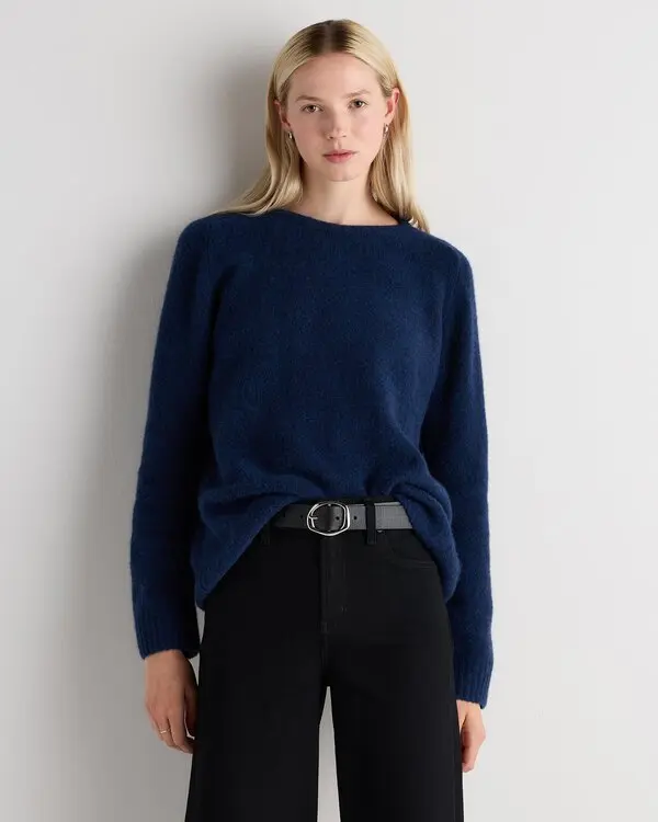 Quince Cashmere Silk Boucle Relaxed Crewneck Sweater - Soft Navy