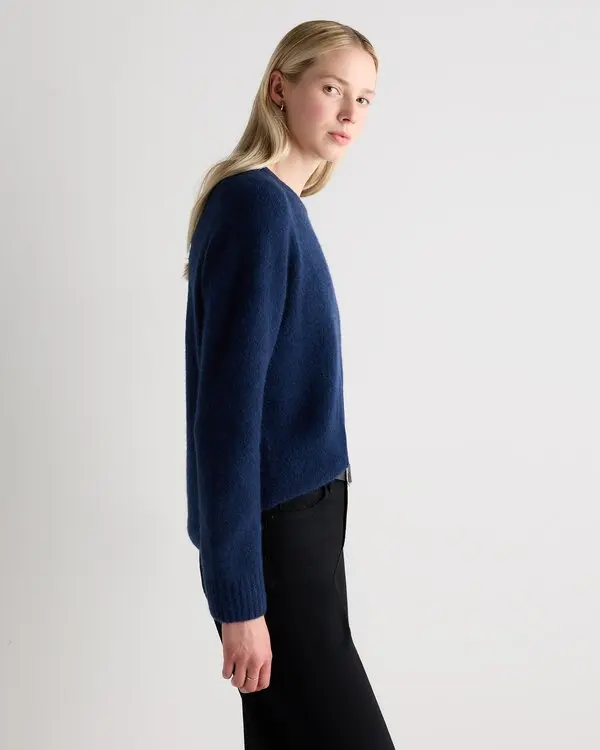 Quince Cashmere Silk Boucle Relaxed Crewneck Sweater - Soft Navy