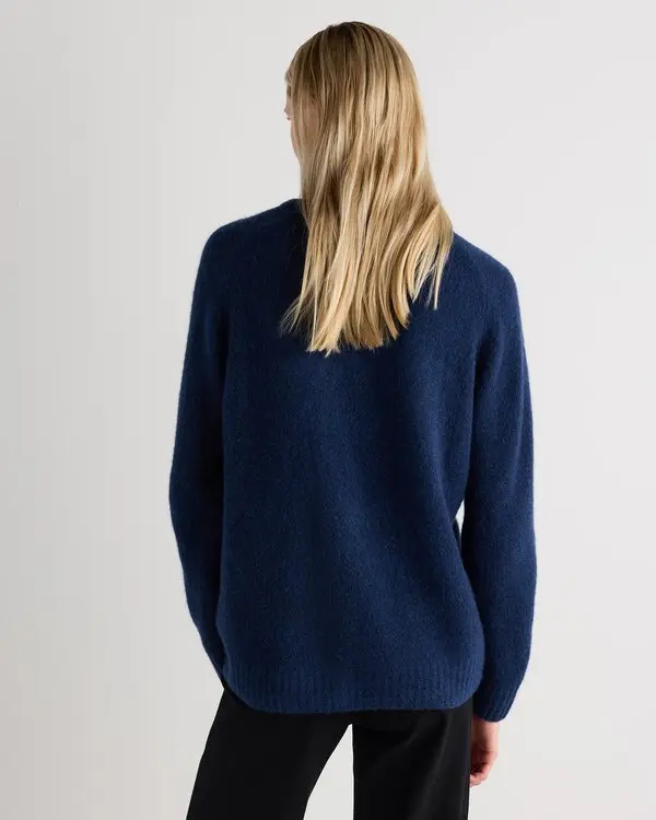 Quince Cashmere Silk Boucle Relaxed Crewneck Sweater - Soft Navy