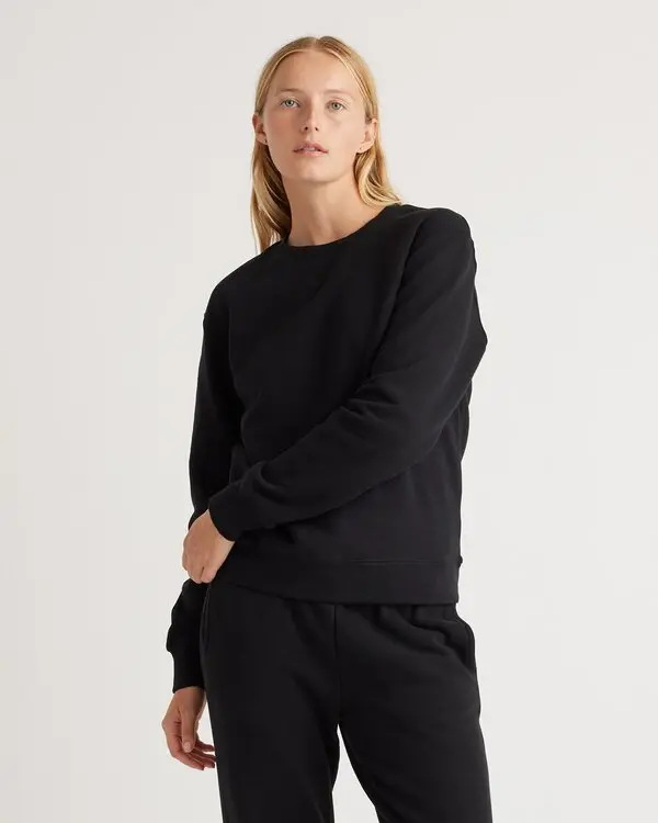 Quince Organic Heavyweight Boyfriend Crew Sweater - Black
