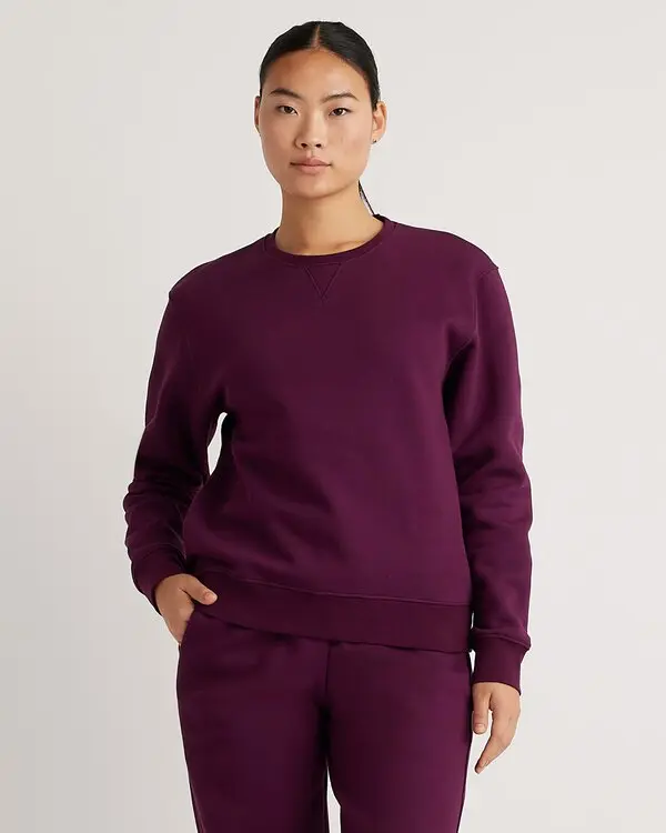 Quince Organic Heavyweight Boyfriend Crew Sweater - Plum
