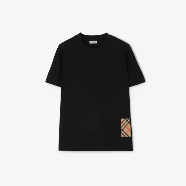 Burberry Check Cashmere Patch Cotton T-shirt