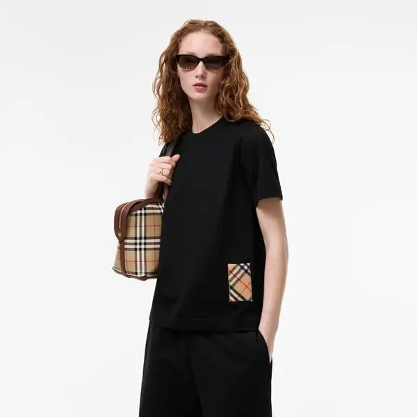 Burberry Check Cashmere Patch Cotton T-shirt