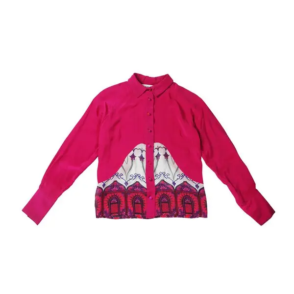 TRAMP IN DISGUISE Silk Crepe De Chine Shirt With Arabian Nights Print - Pink