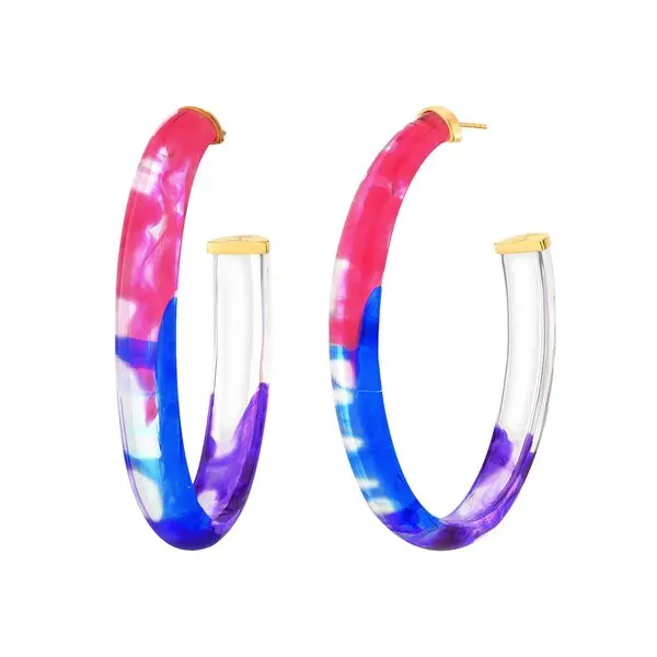 GOLD & HONEY Cotton Candy Tie Dye Hoops - Yellow