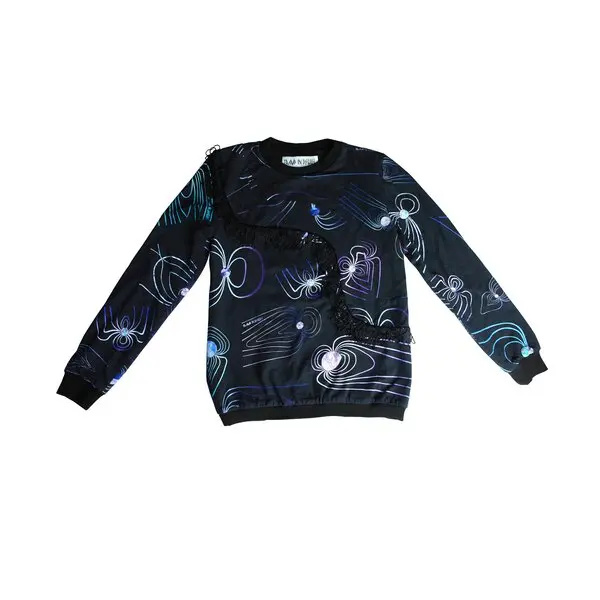 TRAMP IN DISGUISE Heze Printed Sweatshirt With Fringe Detail