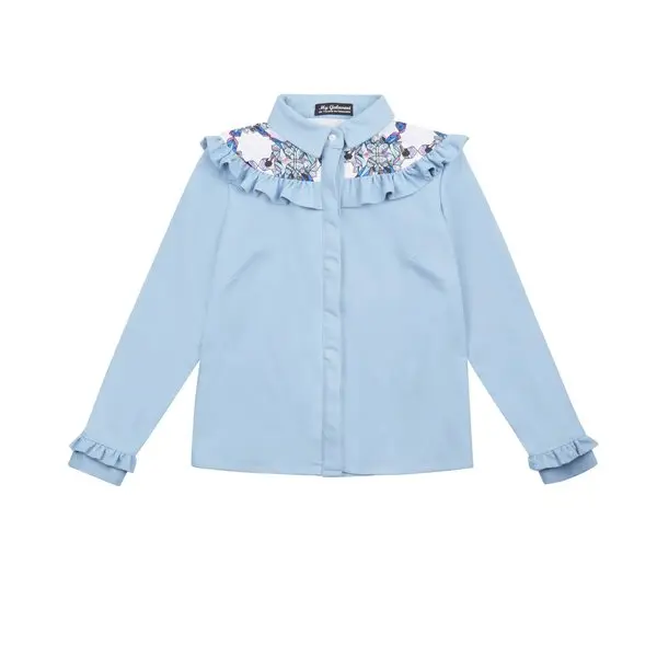 TRAMP IN DISGUISE Elba Frill Shirt With Printed Yoke
