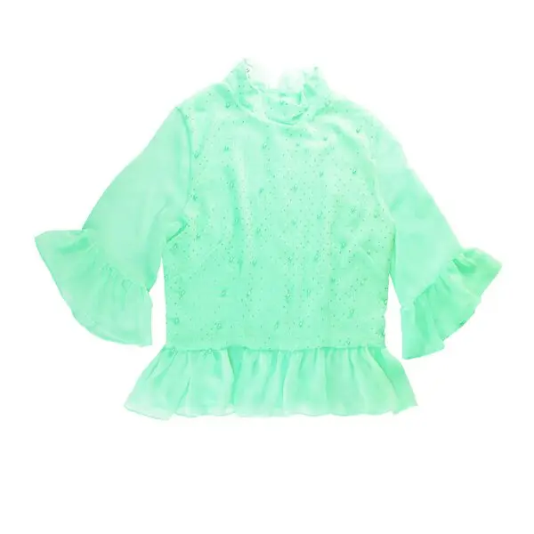 TRAMP IN DISGUISE Sheer Georgette Blouse With Peplum Sleeves