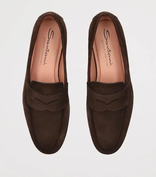 Santoni Suede Carla Loafers