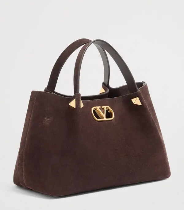 Valentino Garavani Small Suede Vlogo Signature Tote Bag