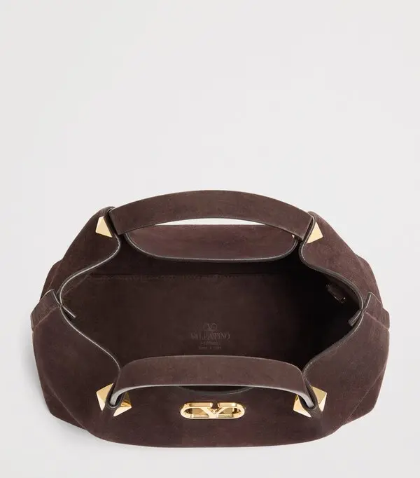 Valentino Garavani Small Suede Vlogo Signature Tote Bag