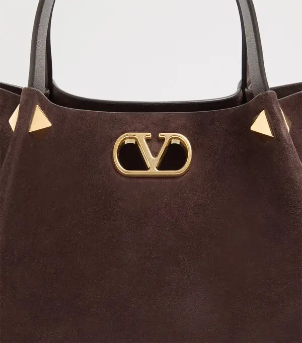 Valentino Garavani Small Suede Vlogo Signature Tote Bag