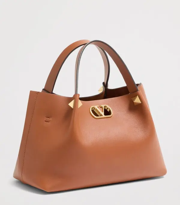 Valentino Garavani Small Leather Vlogo Signature Tote Bag - Brown