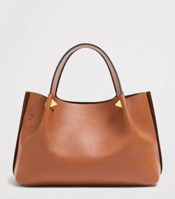 Valentino Garavani Small Leather Vlogo Signature Tote Bag - Brown