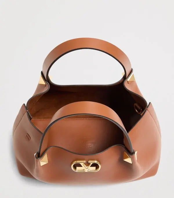 Valentino Garavani Small Leather Vlogo Signature Tote Bag - Brown