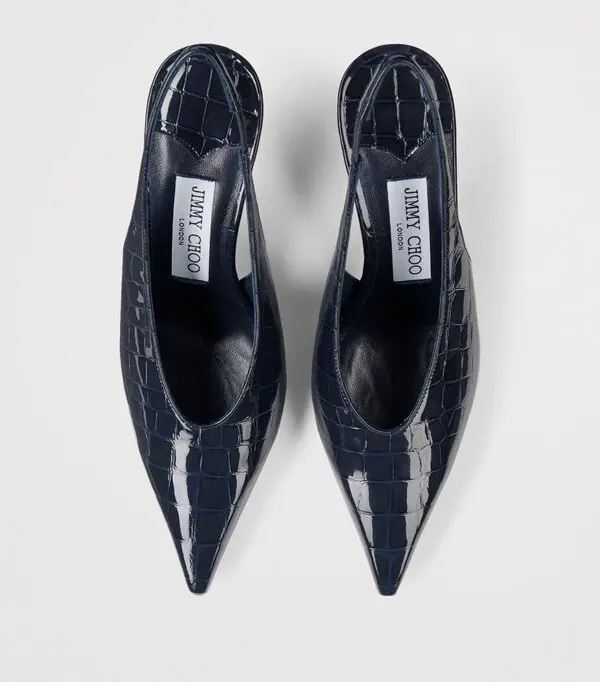 JIMMY CHOO Isa Embossed Leather Slingback Pumps