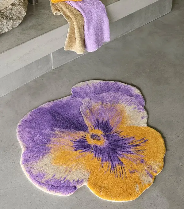 ABYSS & HABIDECOR Egyptian Cotton Pansy Bath Rug - Yellow