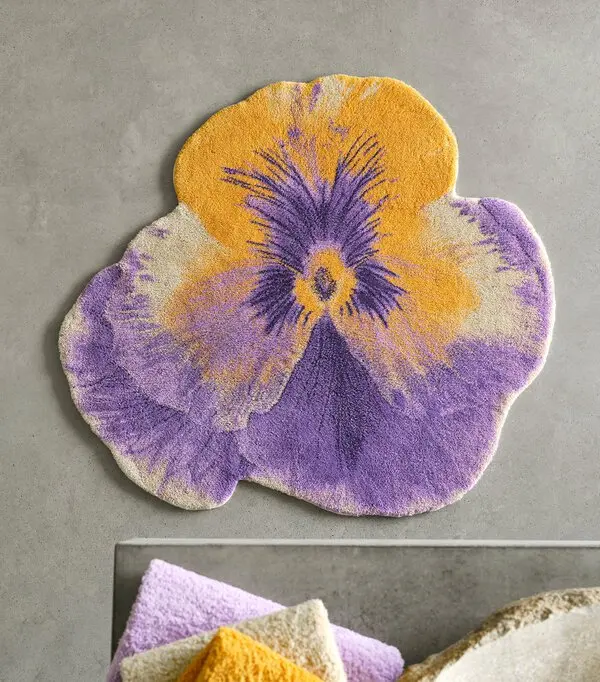 ABYSS & HABIDECOR Egyptian Cotton Pansy Bath Rug - Yellow