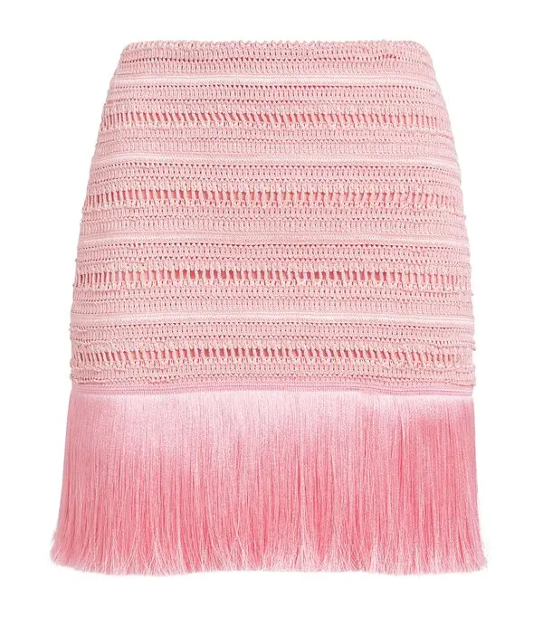 PatBO Mini Skirt With Crochet And Fringe Detail