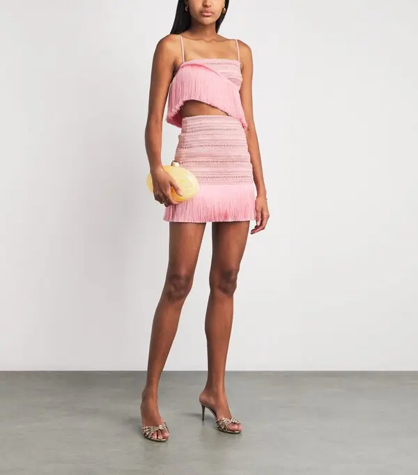PatBO Mini Skirt With Crochet And Fringe Detail