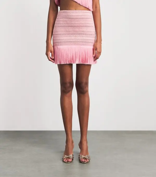 PatBO Mini Skirt With Crochet And Fringe Detail