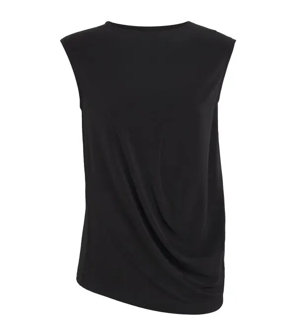 Issey Miyake Drape Jersey Sleeveless Blouse - Black