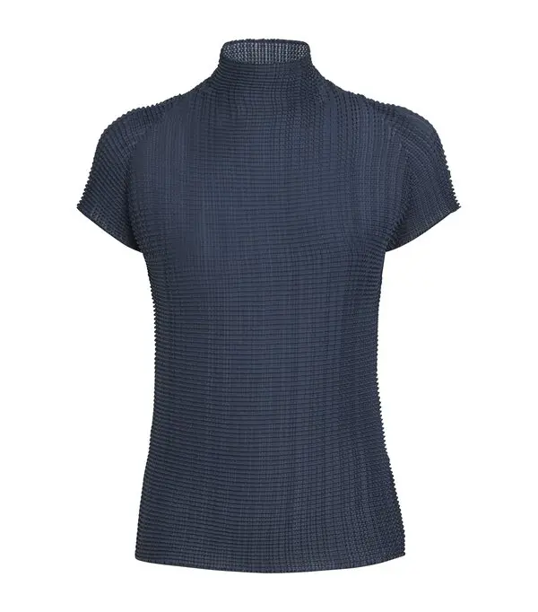 Issey Miyake Wooly Pleats Mock-neck Top
