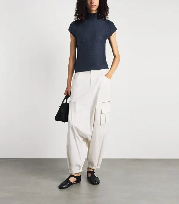 Issey Miyake Wooly Pleats Mock-neck Top