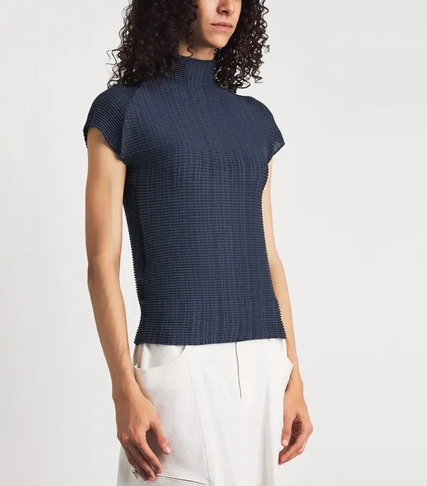 Issey Miyake Wooly Pleats Mock-neck Top