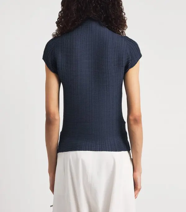 Issey Miyake Wooly Pleats Mock-neck Top
