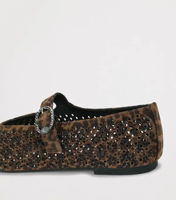 Kurt Geiger Embellished Suede Ballet Flats