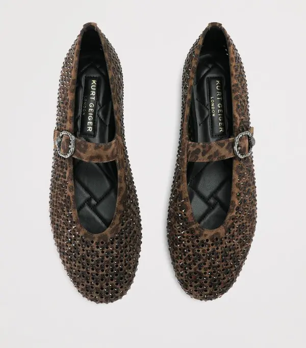 Kurt Geiger Embellished Suede Ballet Flats