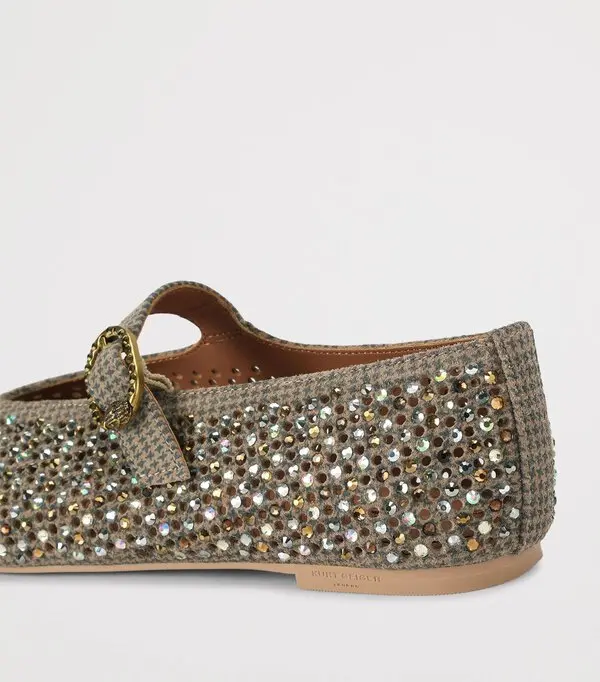 Kurt Geiger Suede Embellished Ballet Flats