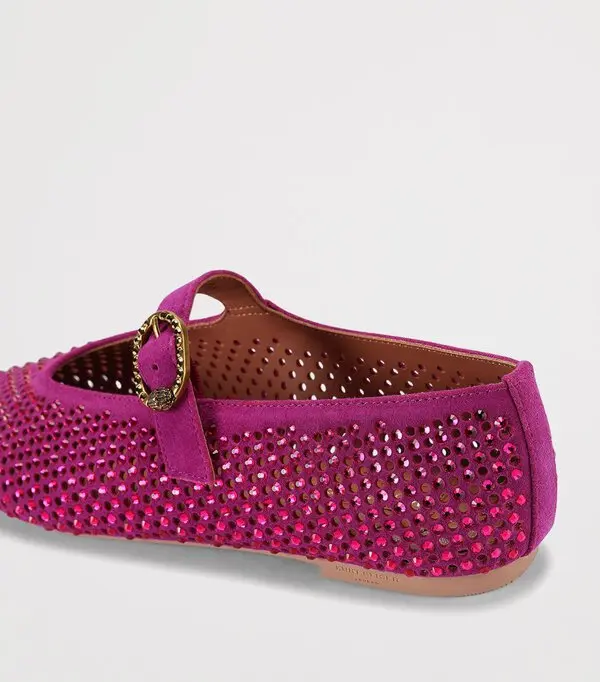 Kurt Geiger Suede Mayfair Ballet Flats With Embellishments