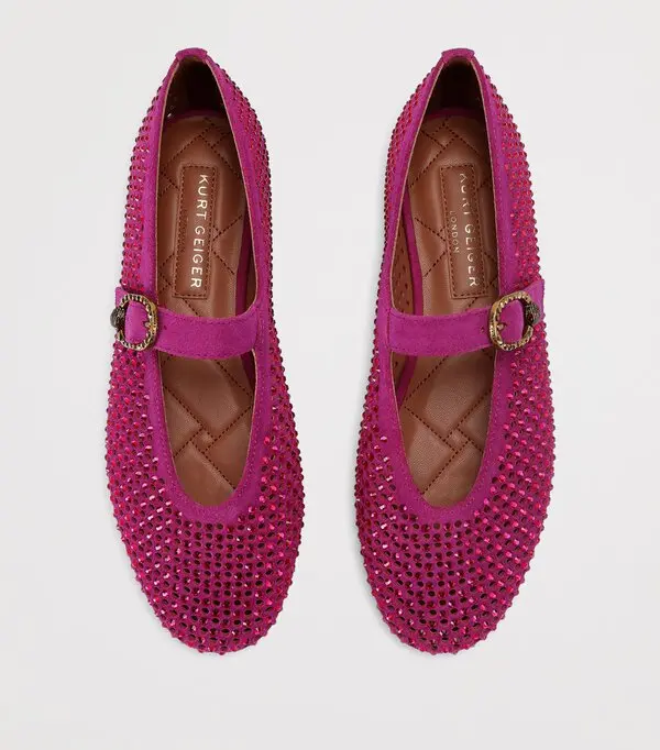 Kurt Geiger Suede Mayfair Ballet Flats With Embellishments