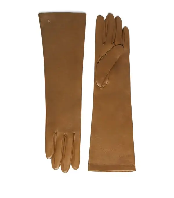 Max Mara Leather Afidee Glvoes - Brown