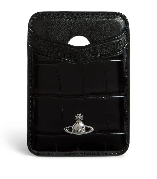 VIVIENNE WESTWOOD Croc-embossed Orb Magnetic Card Holder