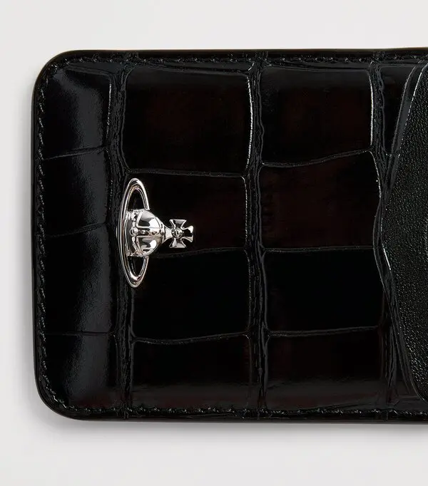 VIVIENNE WESTWOOD Croc-embossed Orb Magnetic Card Holder